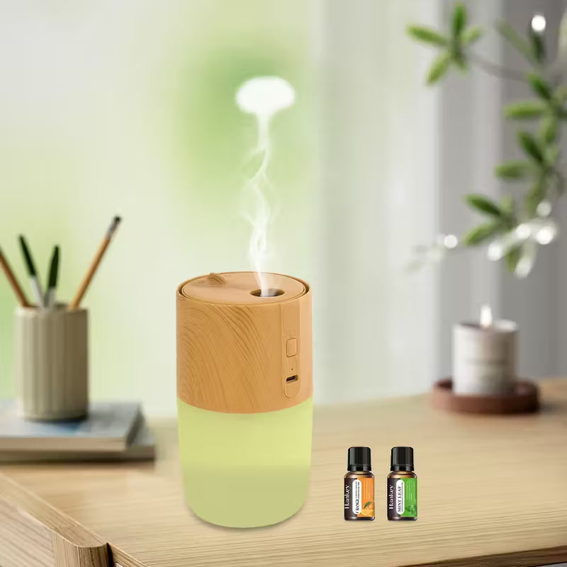 Wood Grain Aroma Diffuser with 7 Colors & Dual Mist Modes – USB Powere ...